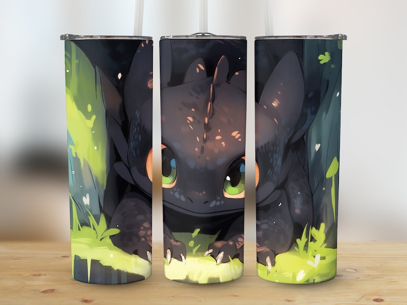 Toothless How to Train Your Dragon Tumbler Wrap 20oz Skinny PNG ...