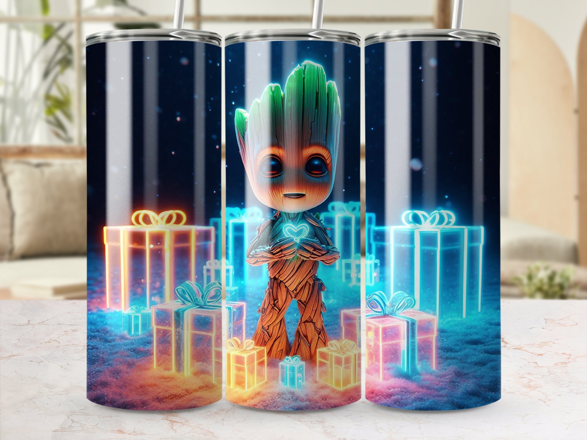 Baby Groot Christmas Tumbler Wrap PNG 20oz Skinny Sublimation Design ...