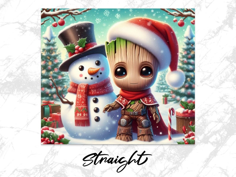 Baby Groot Christmas Tumbler Wrap 20oz Skinny Sublimation Design ...