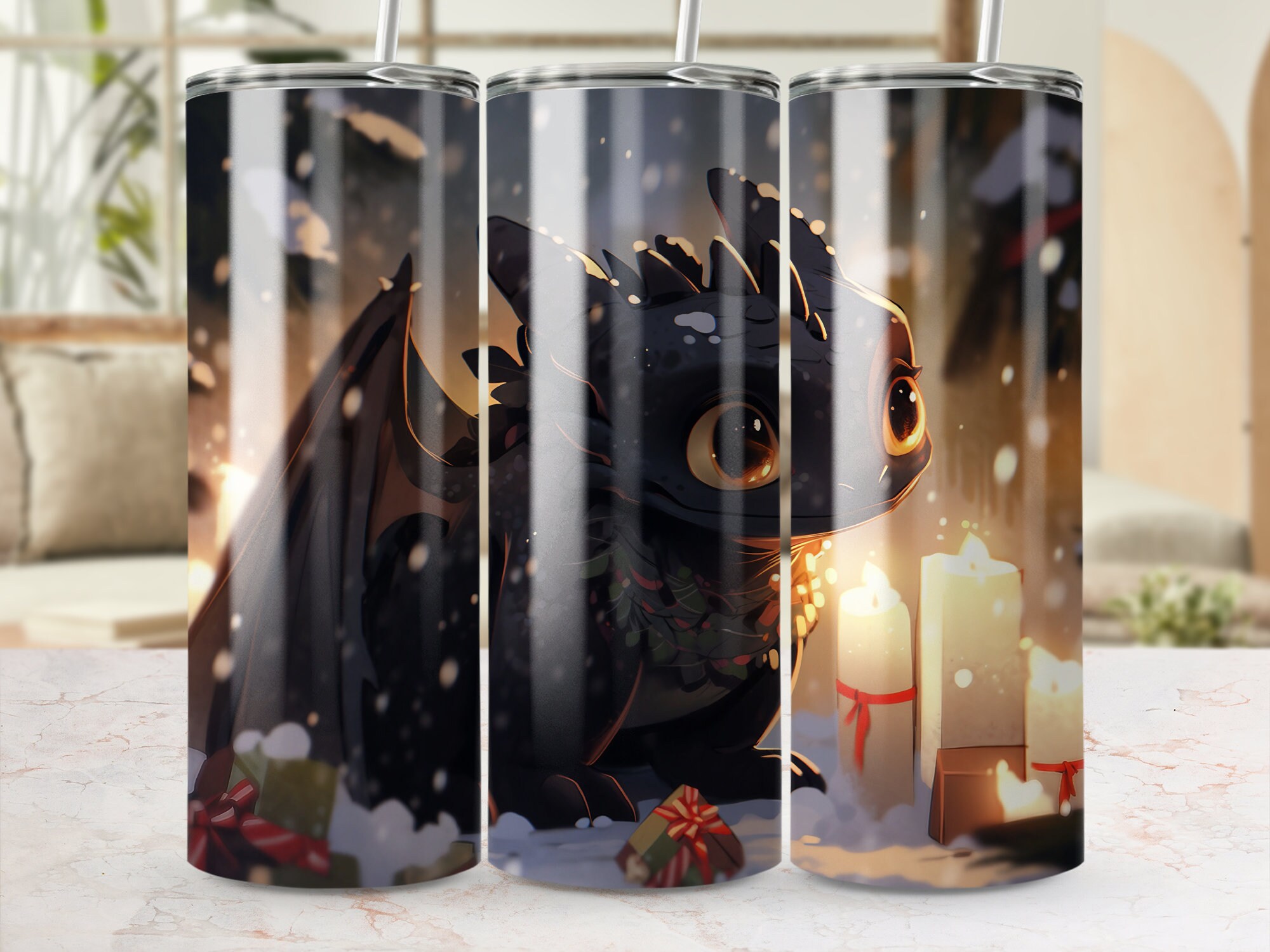 Toothless Christmas Tumbler PNG 20 Oz Skinny Sublimation Instant ...