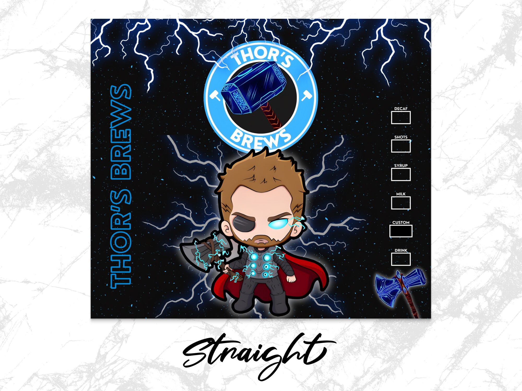 Chibi Thor PNG Marvel Tumbler Wrap Stormbreaker 20oz Skinny Sublimation ...