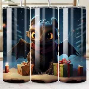 Cute Toothless Christmas Tumbler Wrap PNG 20oz Skinny Sublimation ...