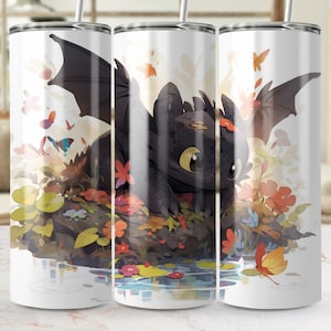 Cute Toothless Fall Tumbler Wrap PNG 20oz Skinny Sublimation Design ...