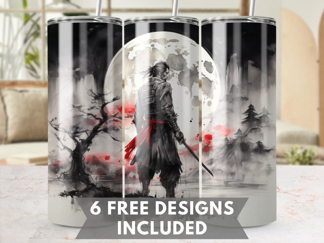 Samurai Tumbler Wrap PNG 20oz Skinny Sublimation Design Instant Digital ...