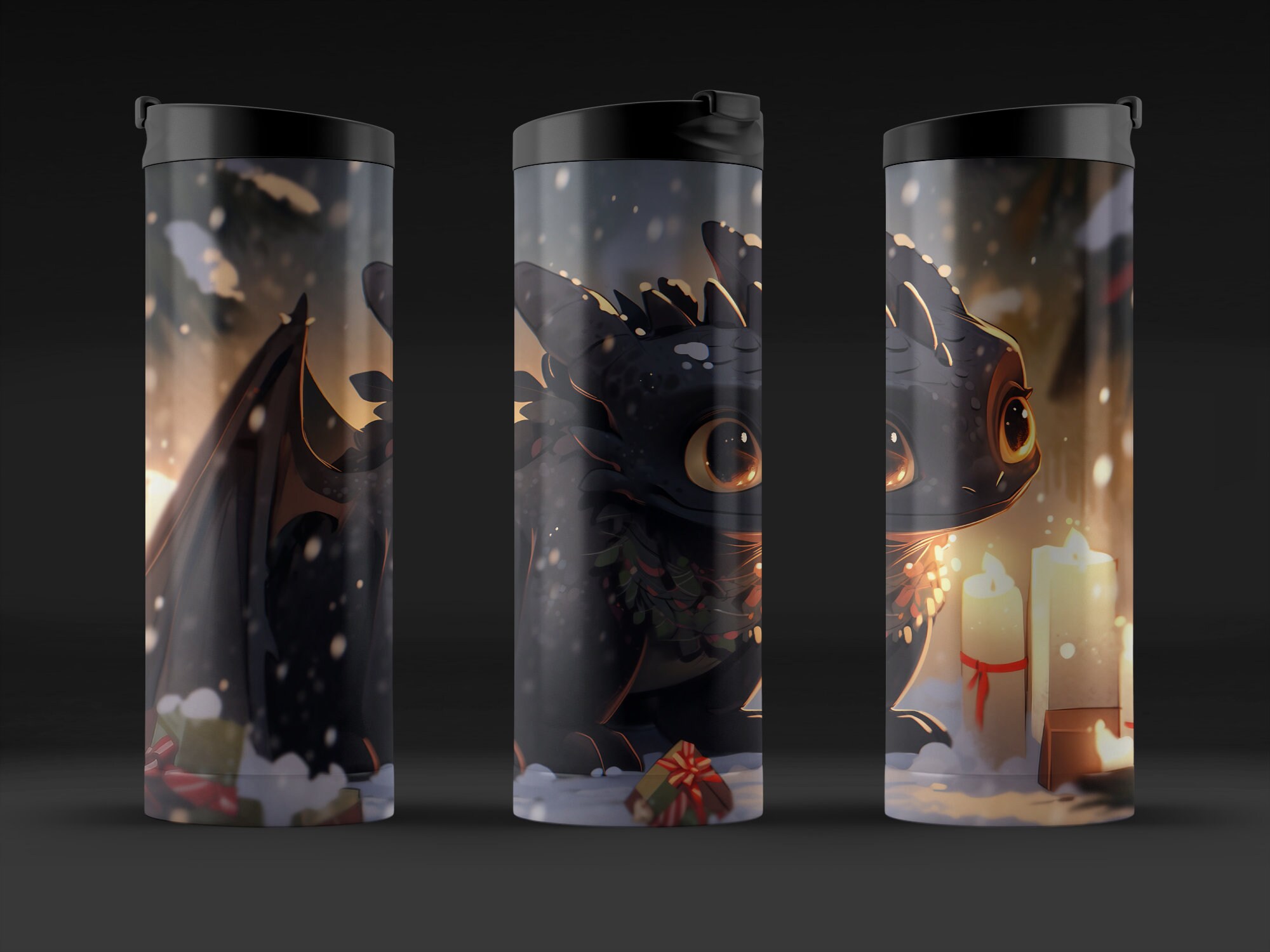 Toothless Christmas Tumbler PNG 20 Oz Skinny Sublimation Instant ...