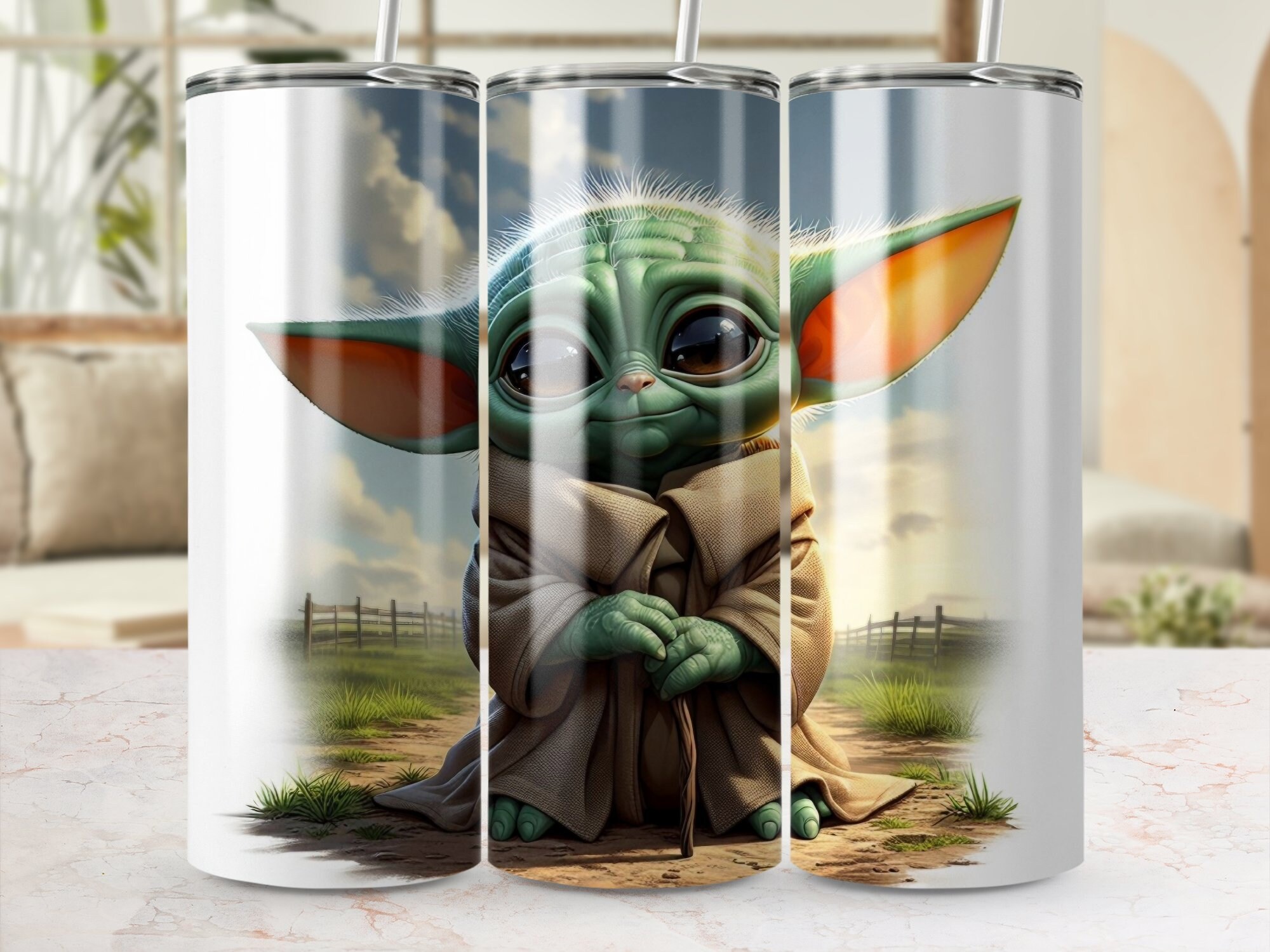 Cute Baby Yoda PNG Tumbler Wrap 20oz Skinny Sublimation Design Instant ...