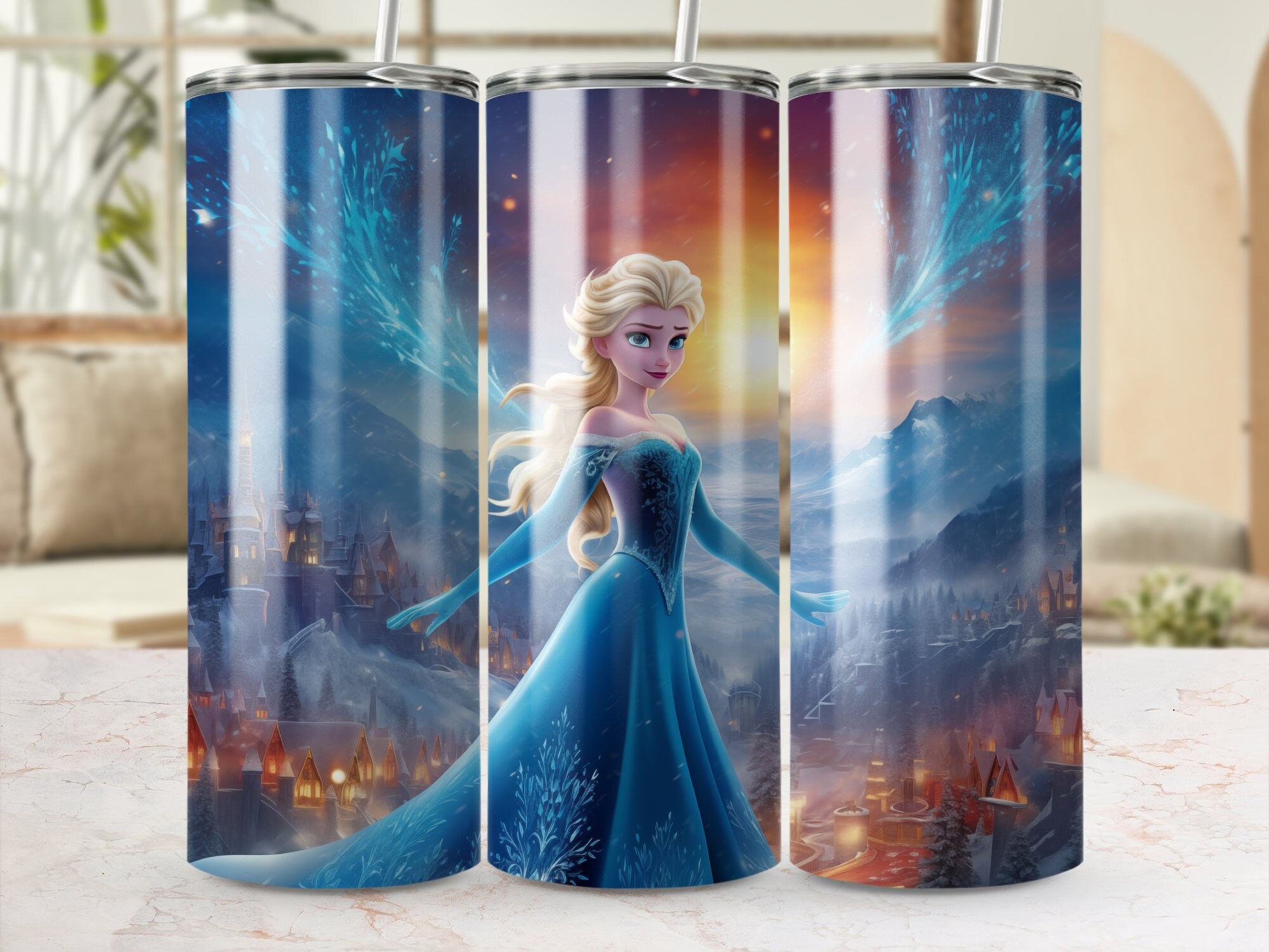 Elsa Frozen Christmas Tumbler Wrap PNG 20oz Skinny Sublimation Design ...