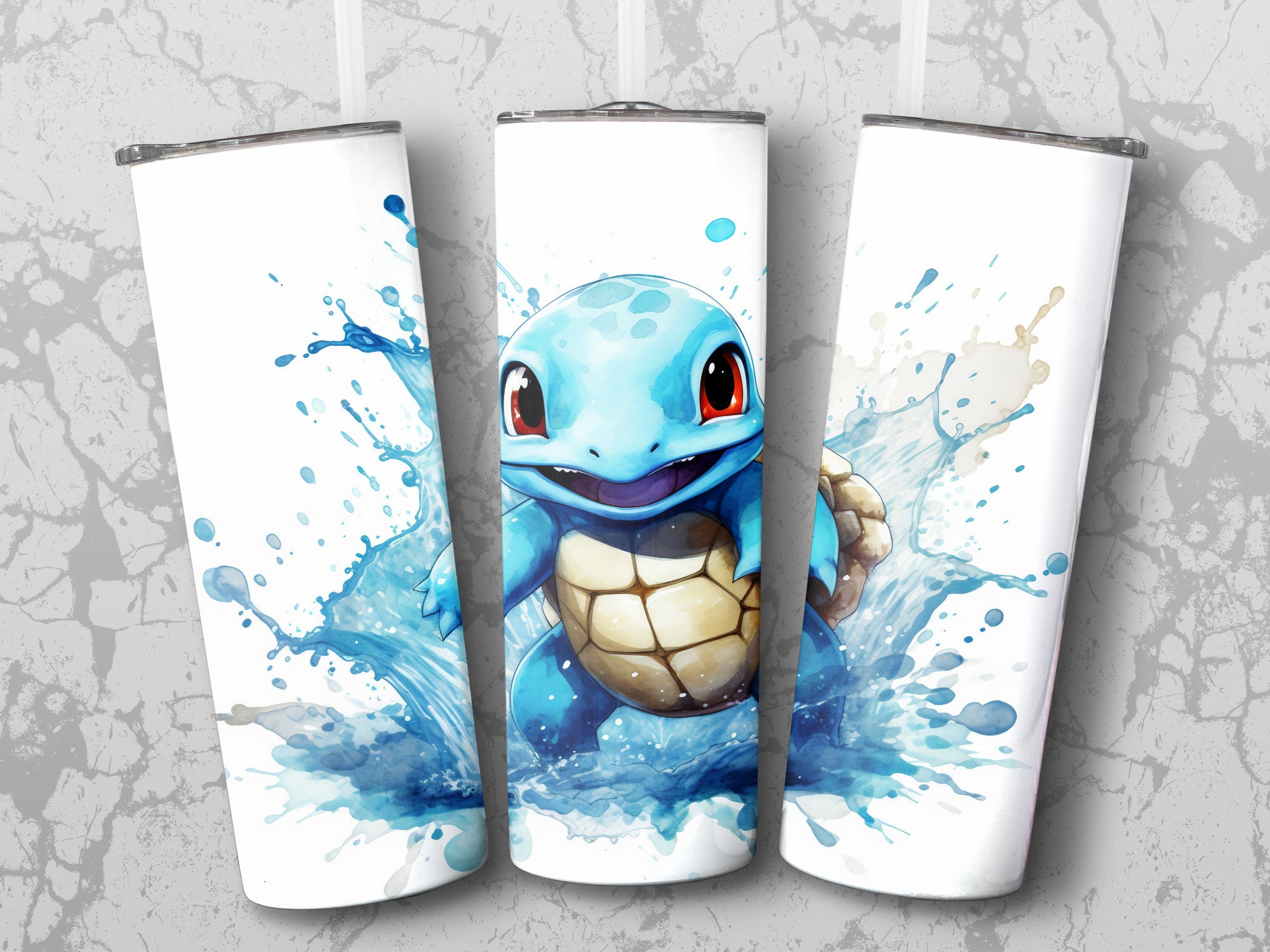 Squirtle Pokemon Tumbler Wrap Pokemon PNG 20 Oz Skinny Sublimation ...