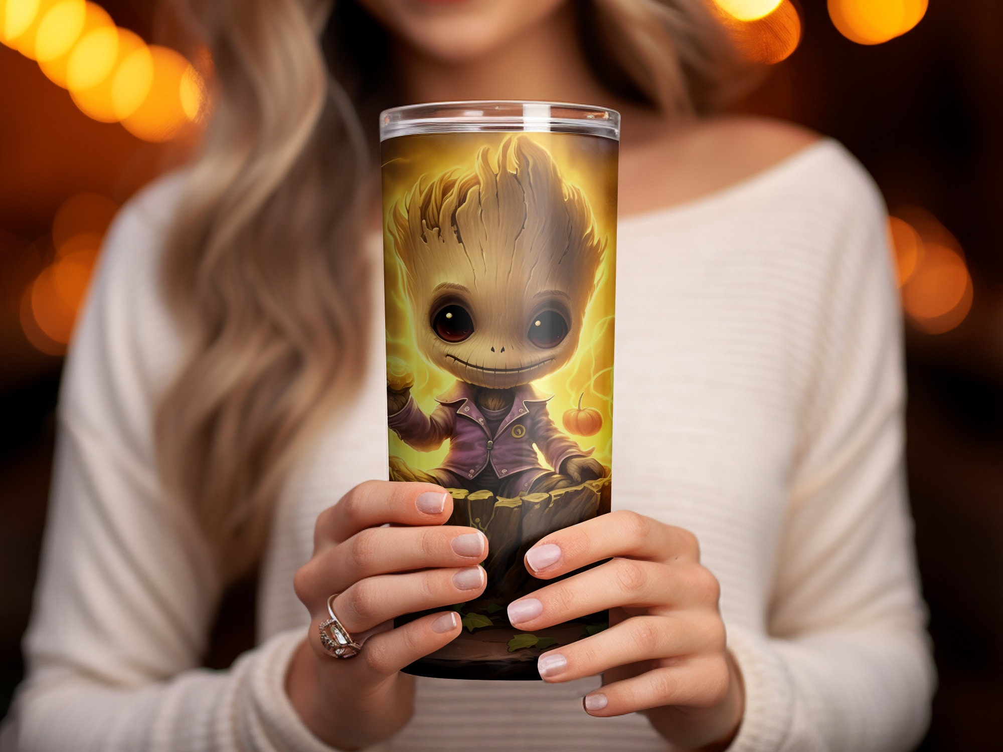 Spooky Baby Groot Halloween Tumbler Wrap 20oz Skinny Sublimation Design ...
