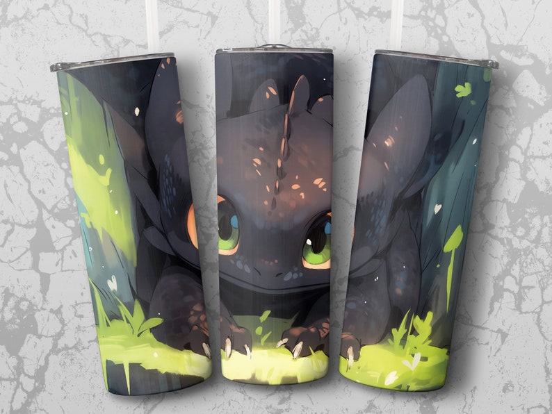 Toothless How to Train Your Dragon Tumbler Wrap 20oz Skinny PNG ...