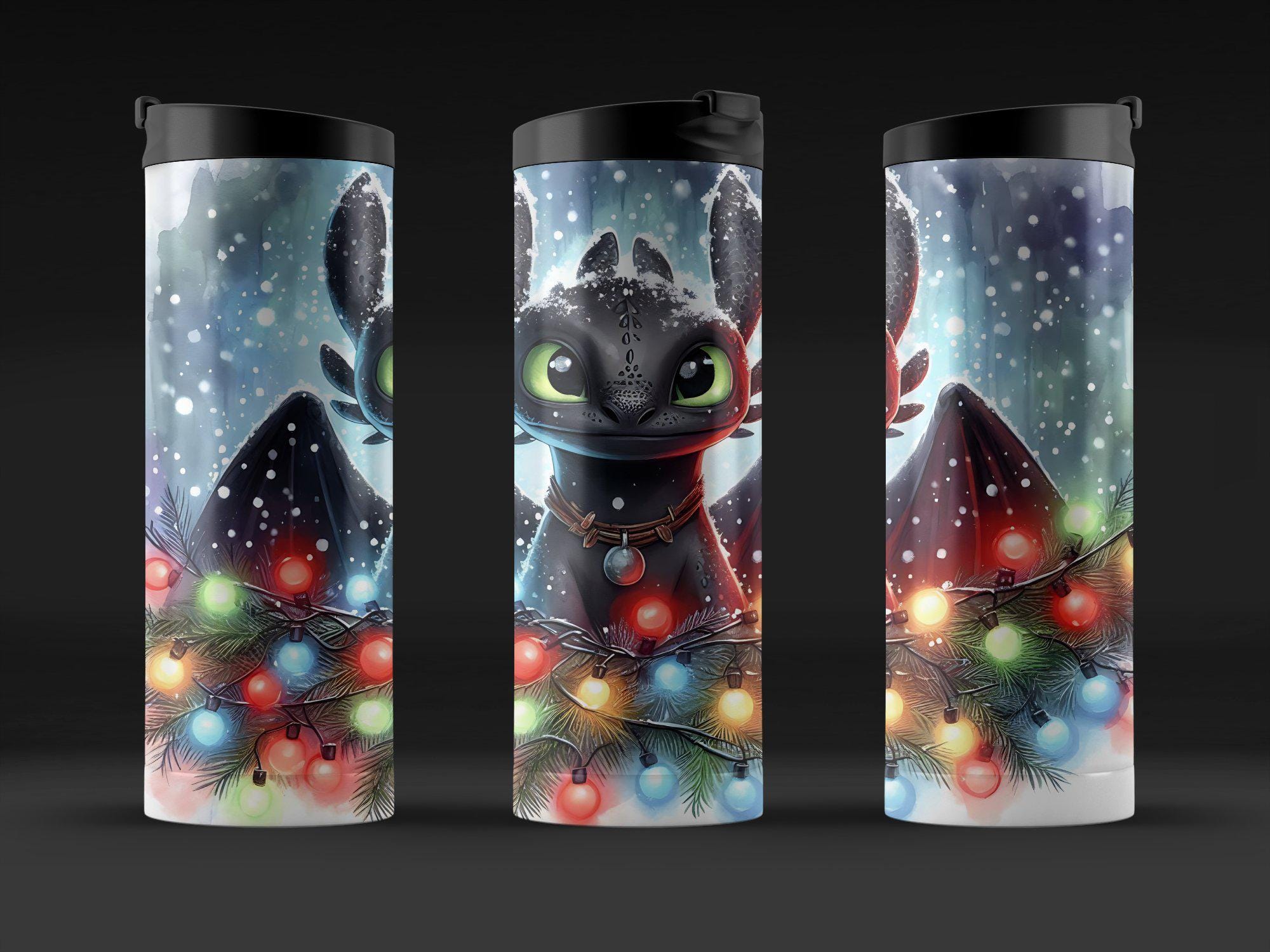 Toothless PNG Christmas Tumbler Wrap 20oz Skinny Sublimation Design ...