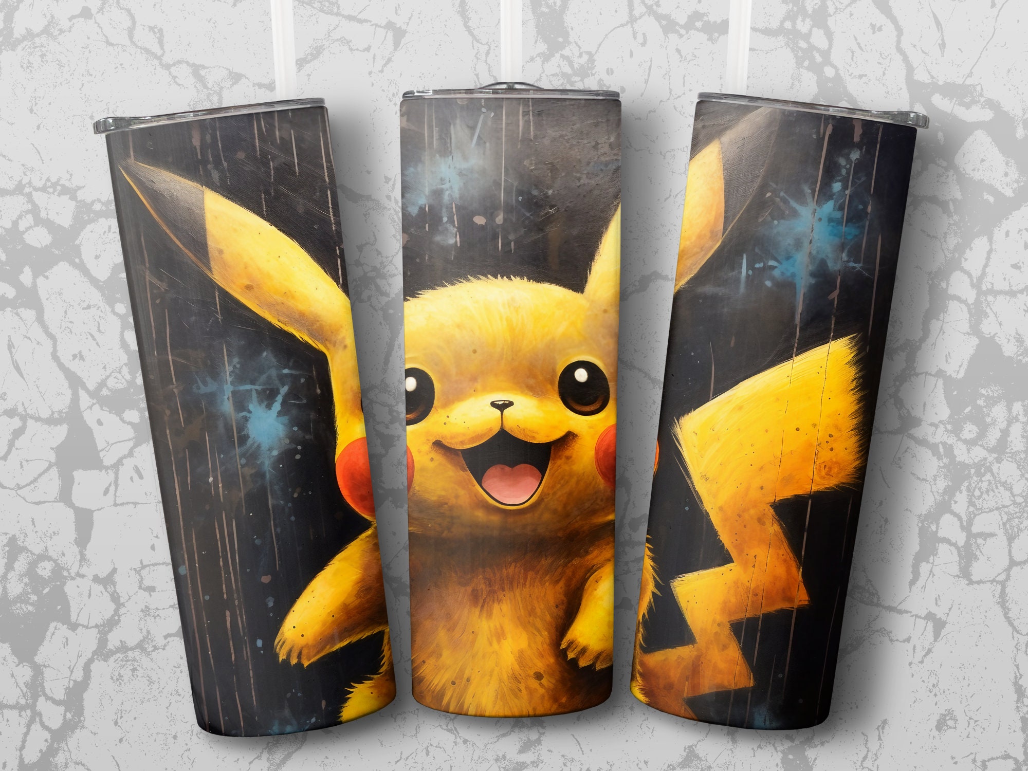 Pikachu Pokemon Tumbler Wrap Pikachu PNG 20oz Skinny Sublimation Design ...