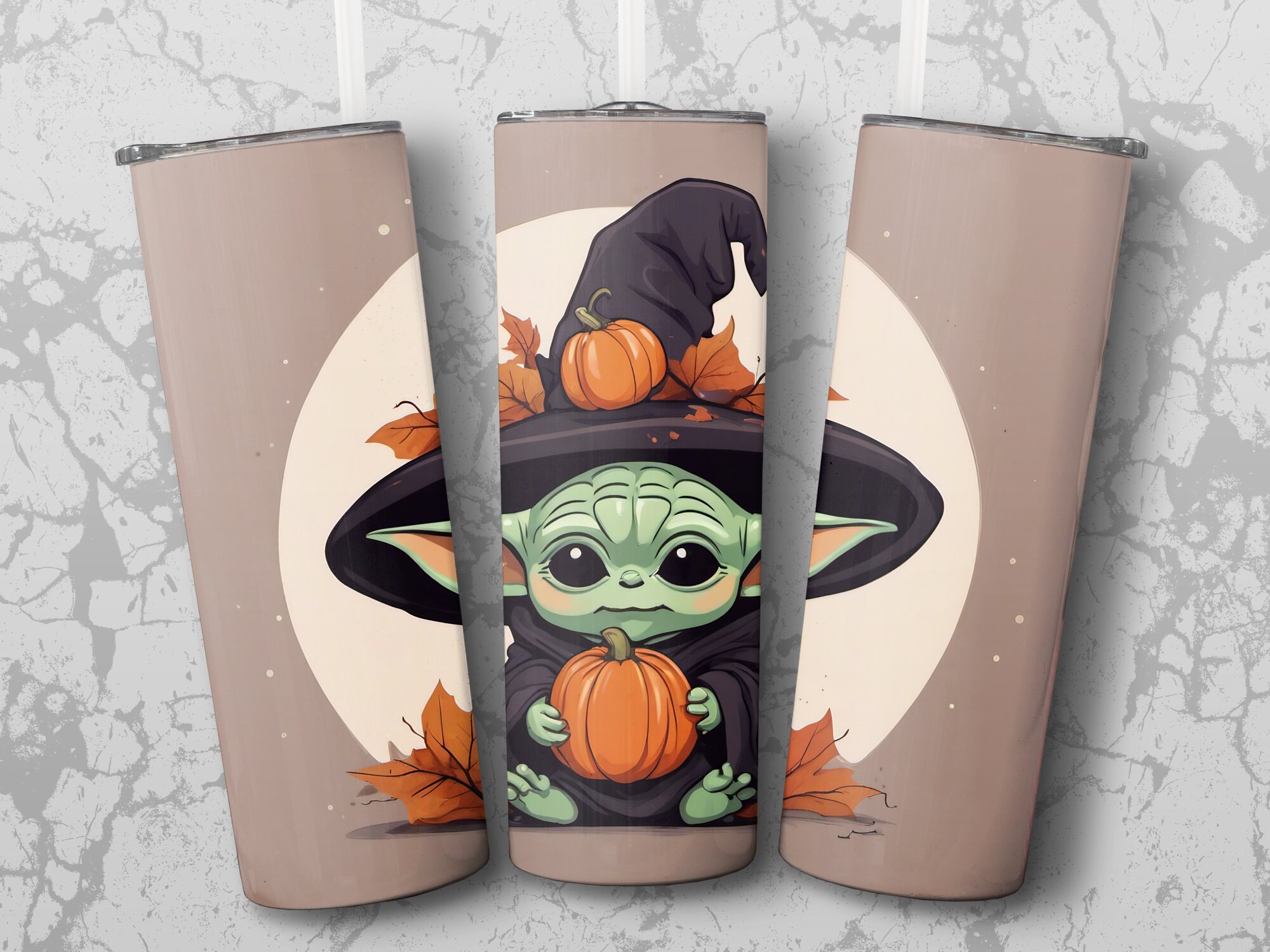 Baby Yoda Fall Tumbler Wrap 20oz Skinny Sublimation Baby Yoda PNG ...