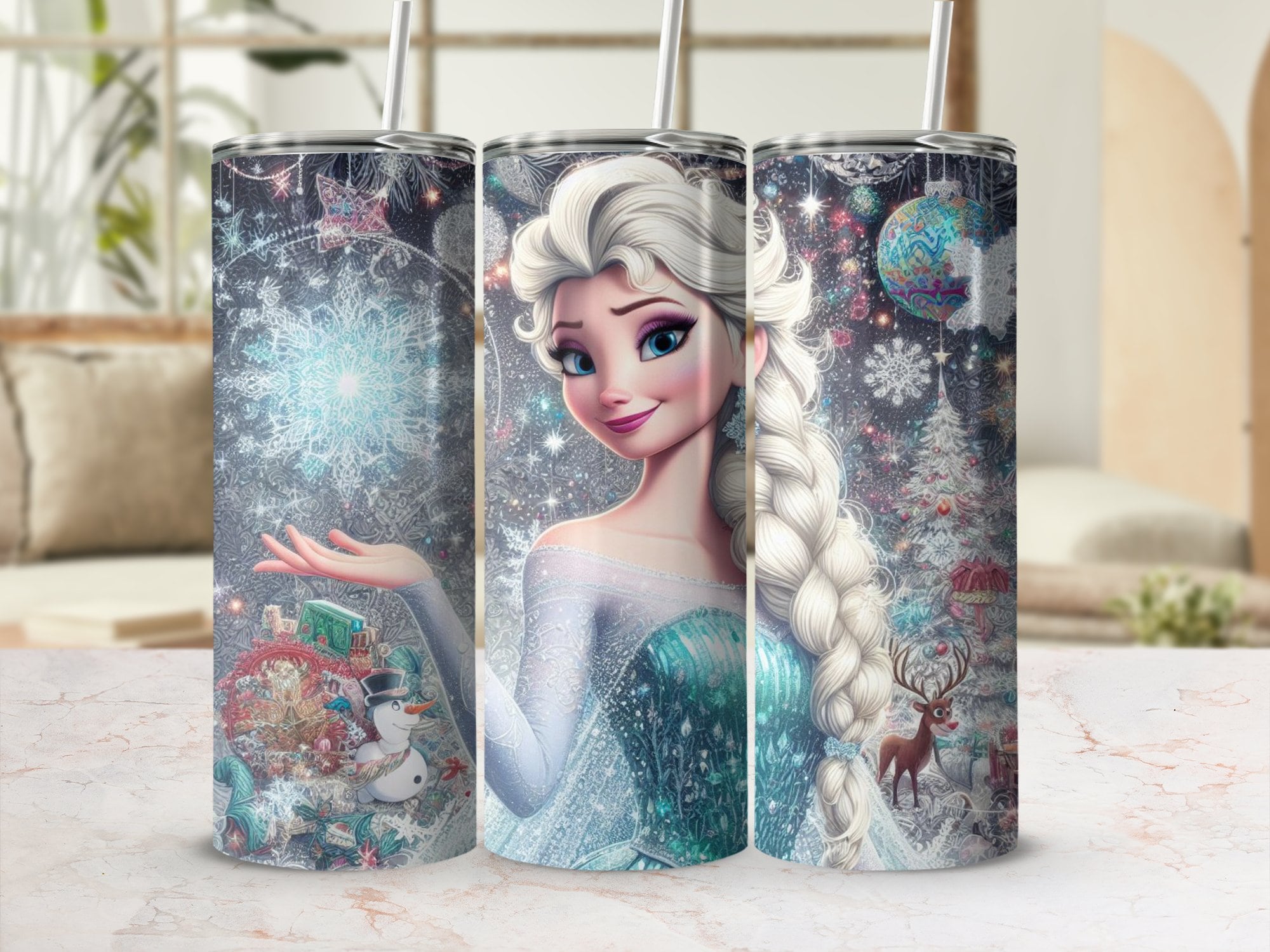 Elsa Christmas Tumbler Wrap PNG 20oz Skinny Sublimation Design Instant ...