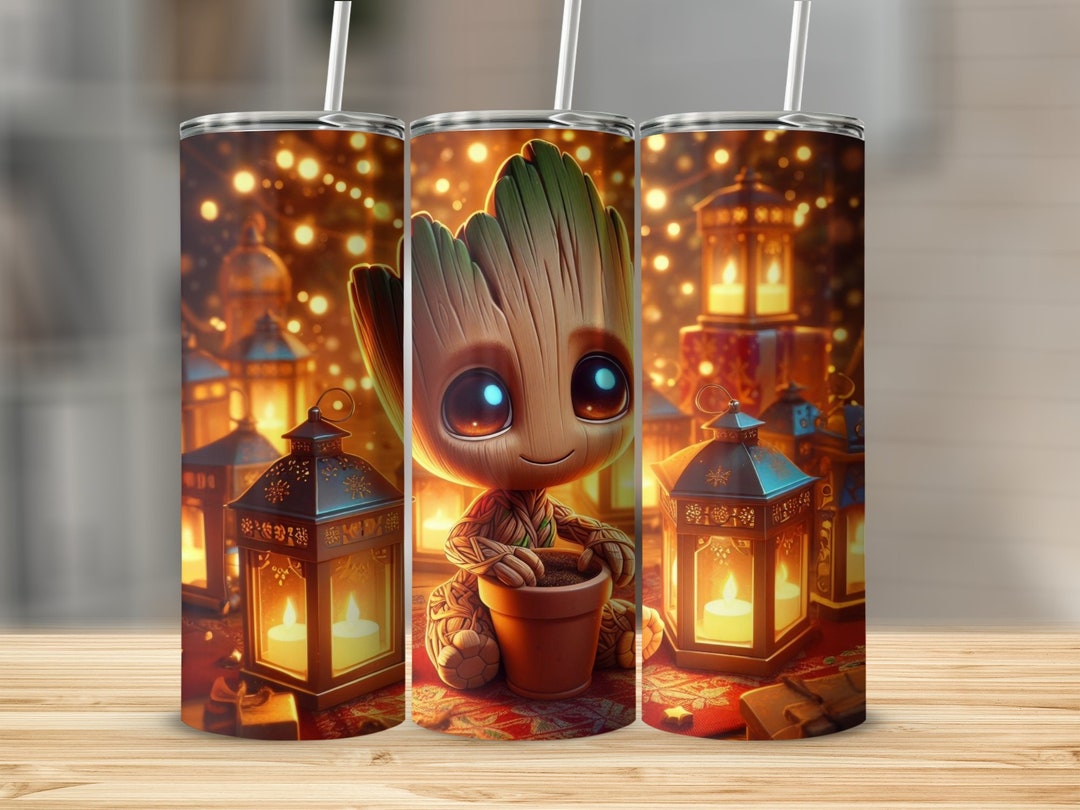 Cute Baby Groot Christmas Tumbler Wrap 20oz Skinny Sublimation Design ...