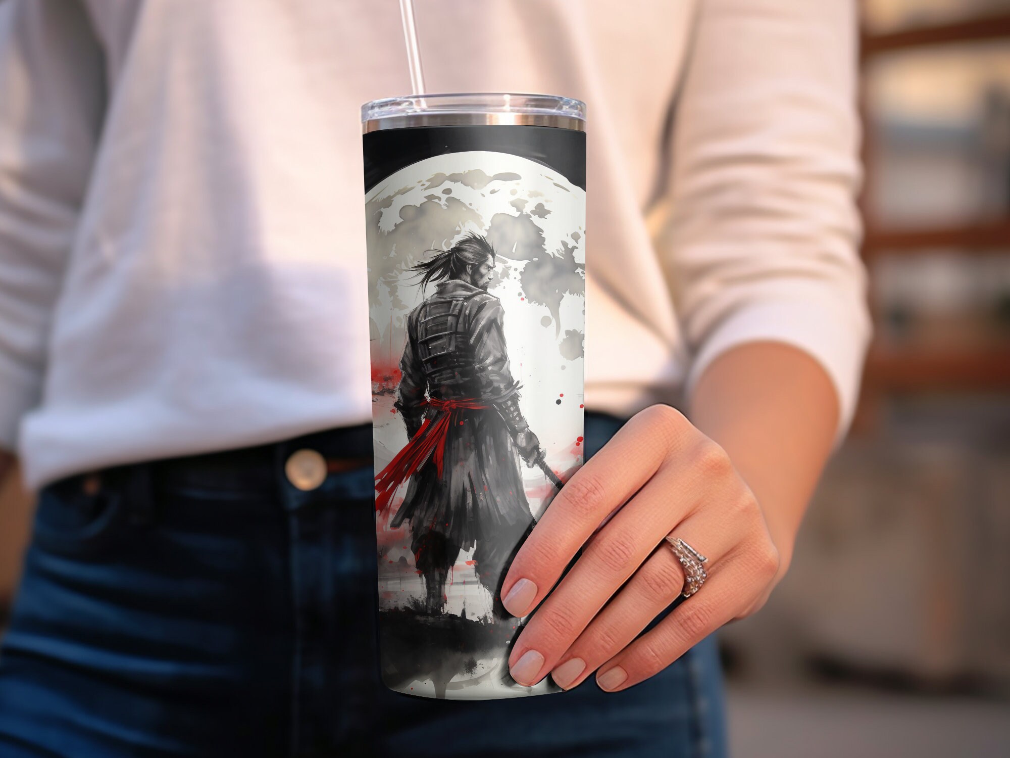 Samurai Tumbler Wrap PNG 20oz Skinny Sublimation Design Instant Digital ...