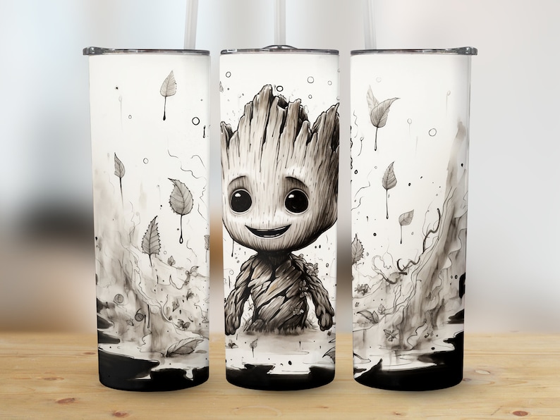 Baby Groot Tumbler 20 Oz Skinny PNG Sublimation Wrap Instant Digital ...