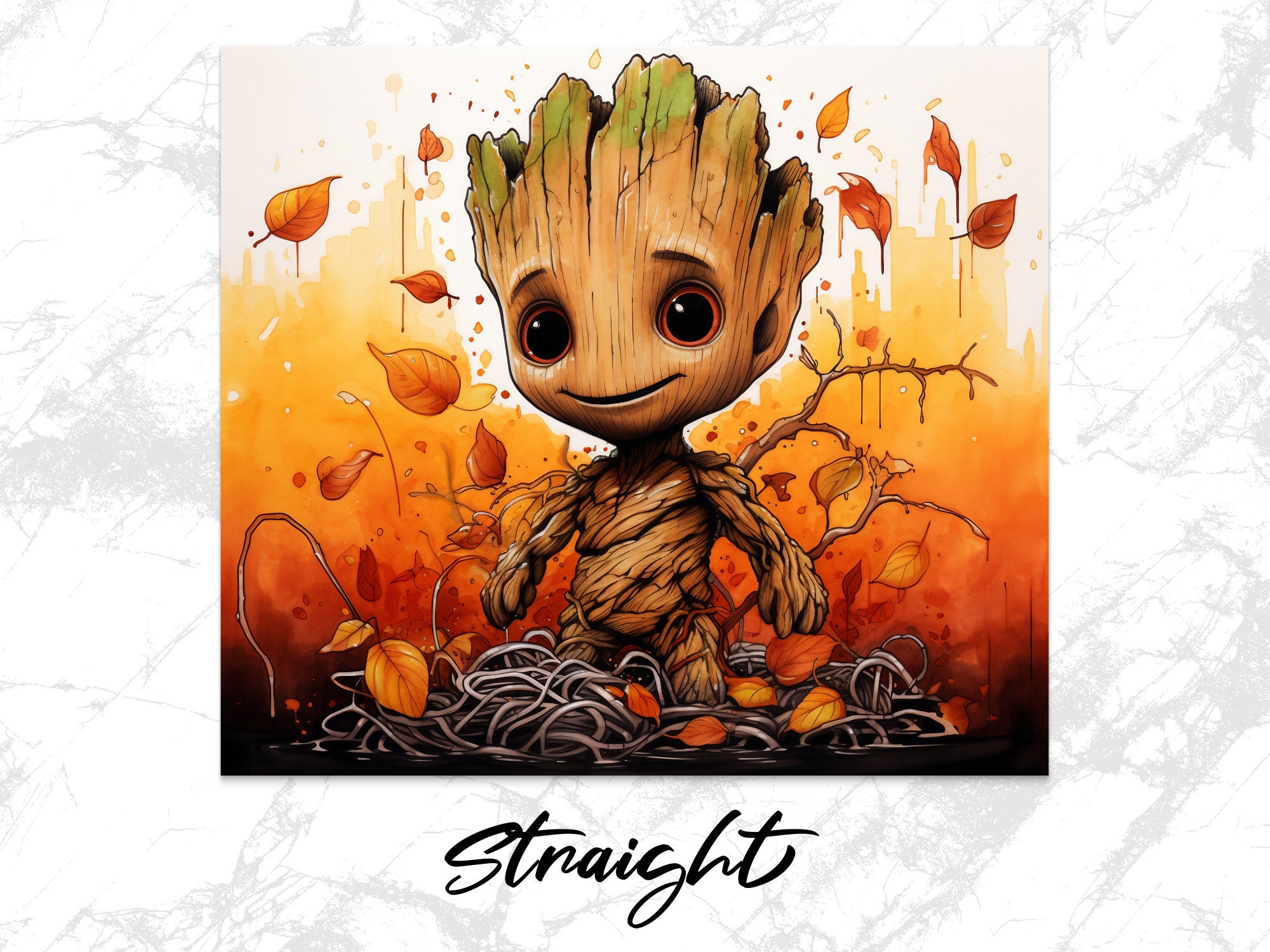 Baby Groot Fall Tumbler Wrap 20oz Skinny Sublimation Design Instant ...