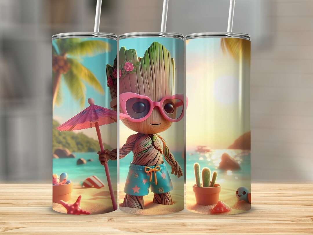 Baby Groot Summer Tumbler Wrap 20oz Skinny Sublimation Design Instant ...