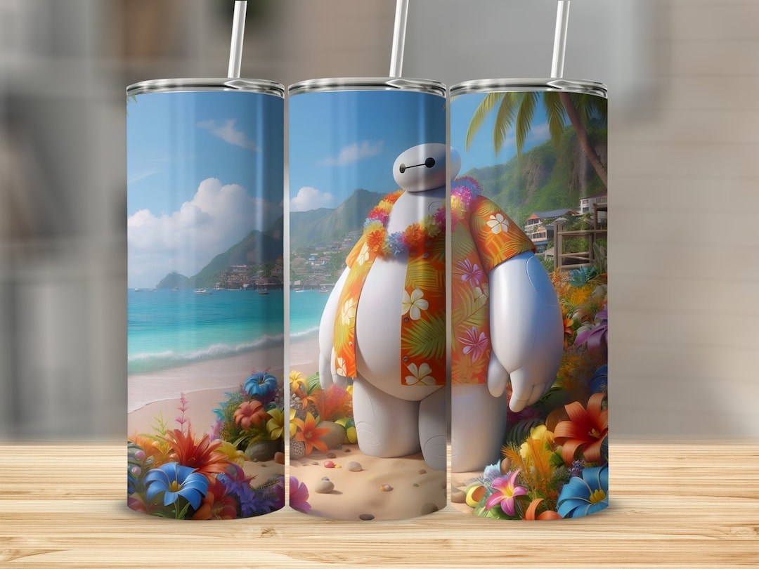 Hawaiian Baymax Beach Tumbler Wrap 20oz Skinny Tumbler Wrap PNG ...