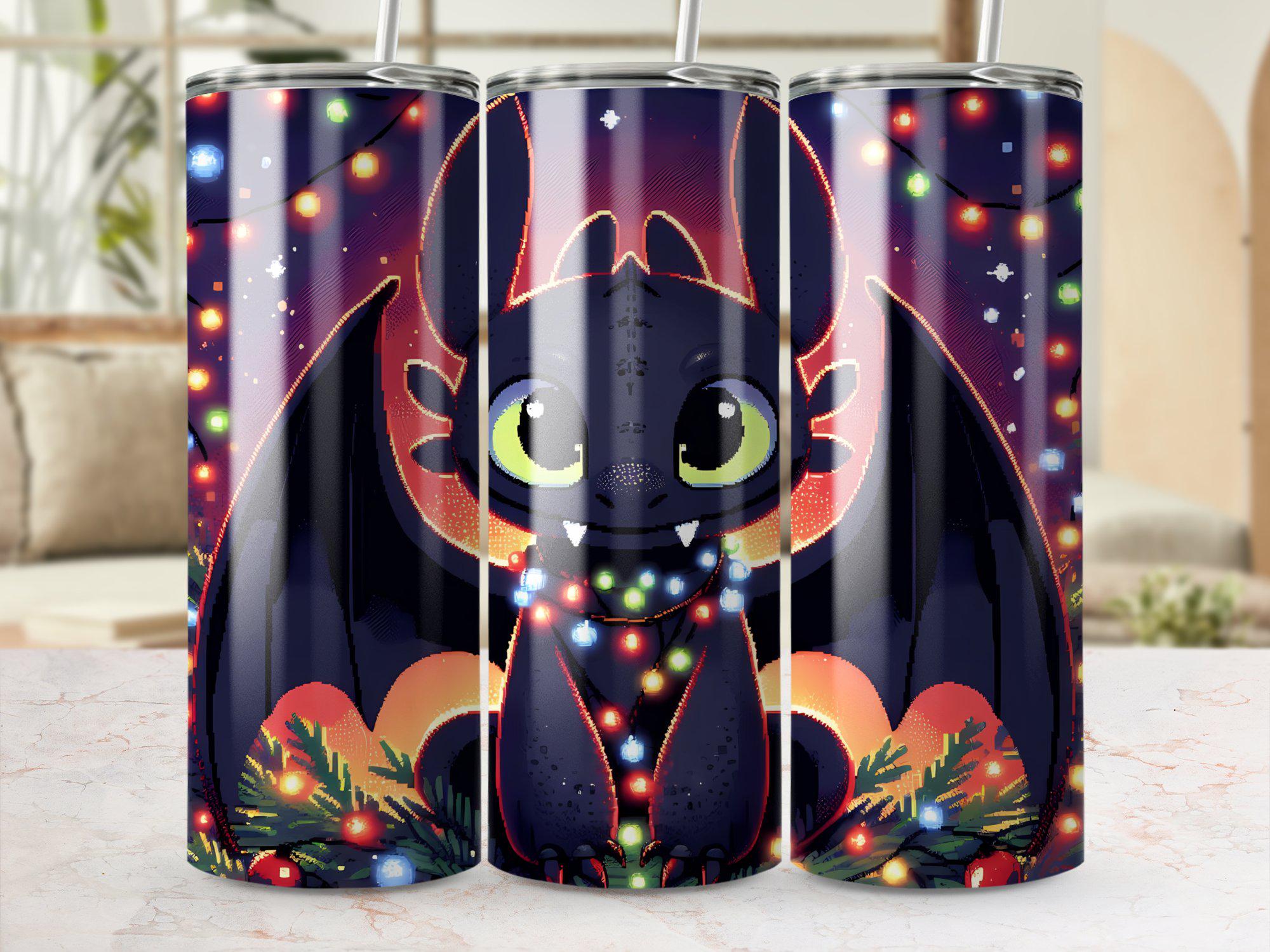 Toothless Pixel Art, Christmas Tumbler Wrap PNG 20oz Skinny Sublimation ...