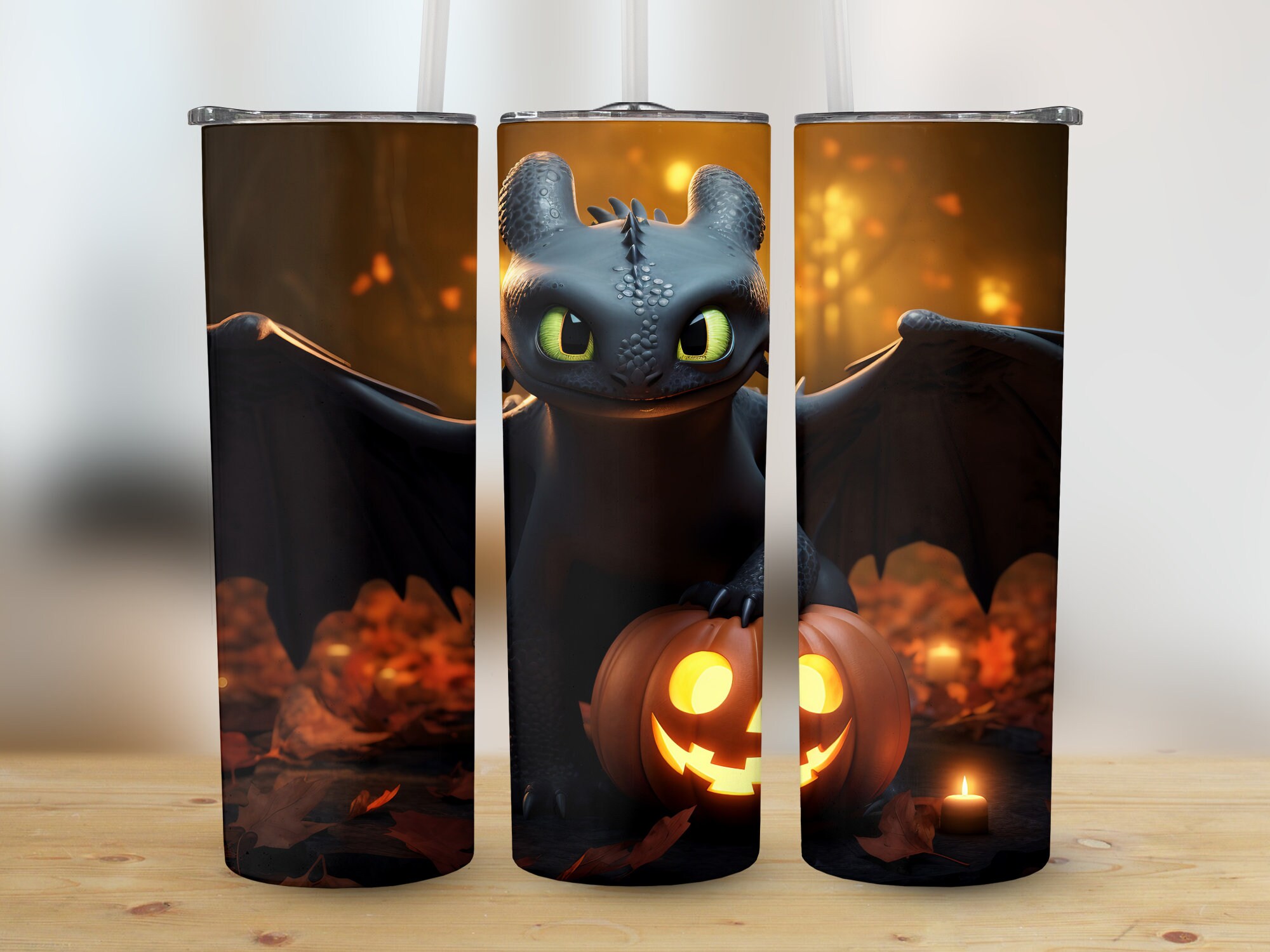 Toothless PNG Halloween Tumbler Wrap Bundle 20oz Skinny Sublimation ...