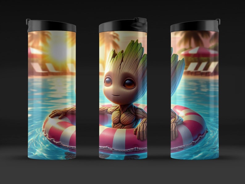 Baby Groot Summer Tumbler Wrap PNG 20oz Skinny Sublimation Design ...