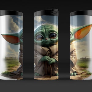 Cute Baby Yoda PNG Tumbler Wrap 20oz Skinny Sublimation Design Instant ...