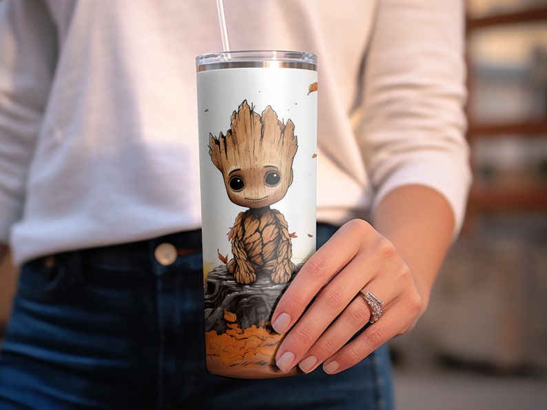 Baby Groot Tumbler Cup Fall Design 20oz Skinny Sublimation Design ...