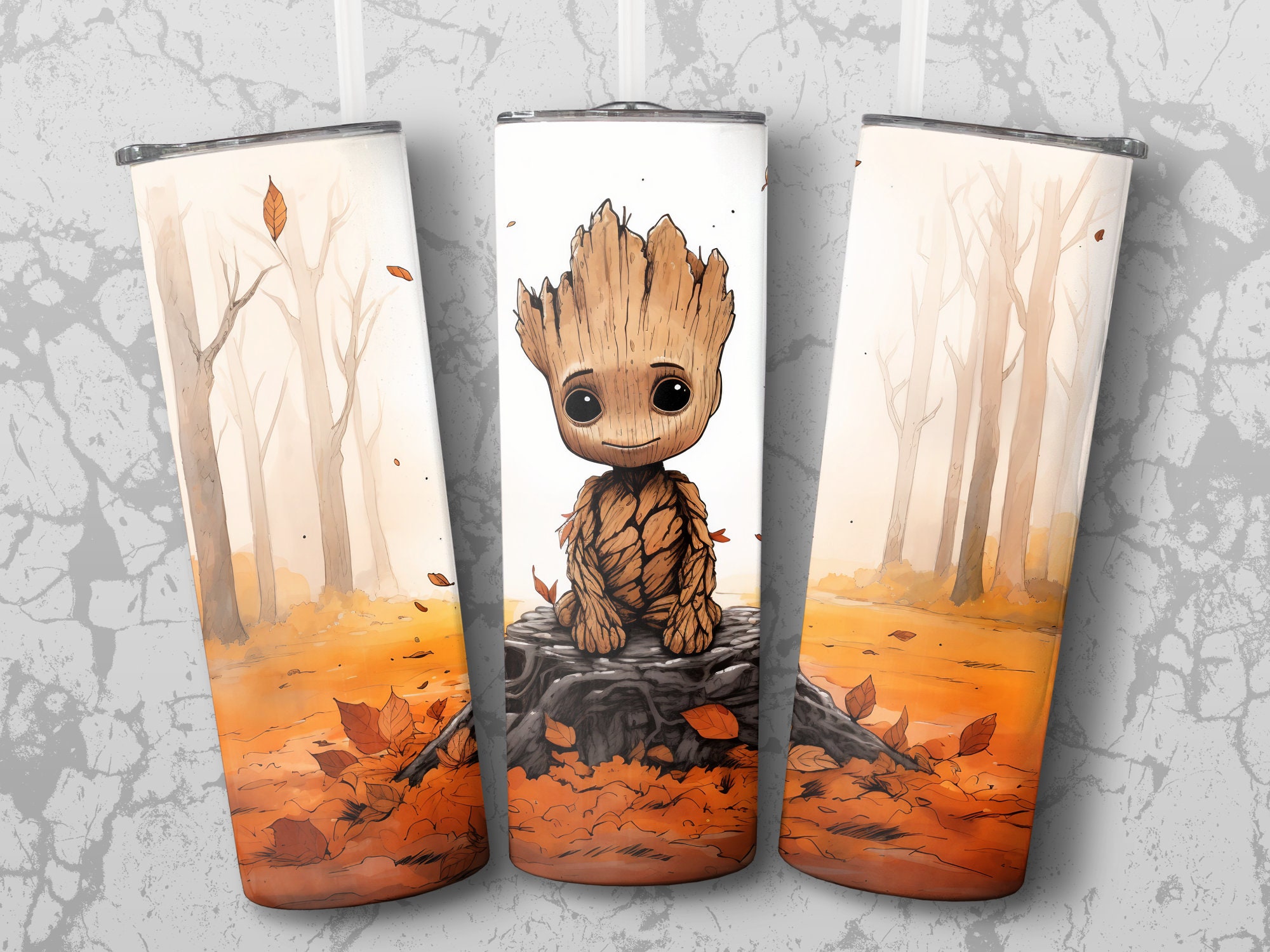 Baby Groot Tumbler Cup Fall Design 20oz Skinny Sublimation Design ...