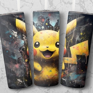 Pikachu Pokemon Tumbler Wrap Pokemon PNG 20 Oz Skinny Sublimation ...