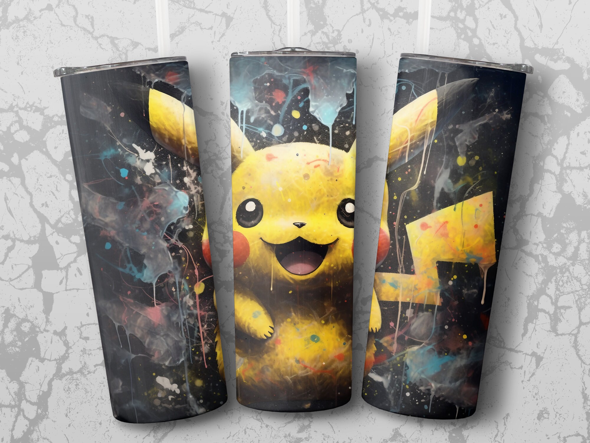 Pikachu Pokemon Tumbler Wrap Pokemon PNG 20 Oz Skinny Sublimation ...