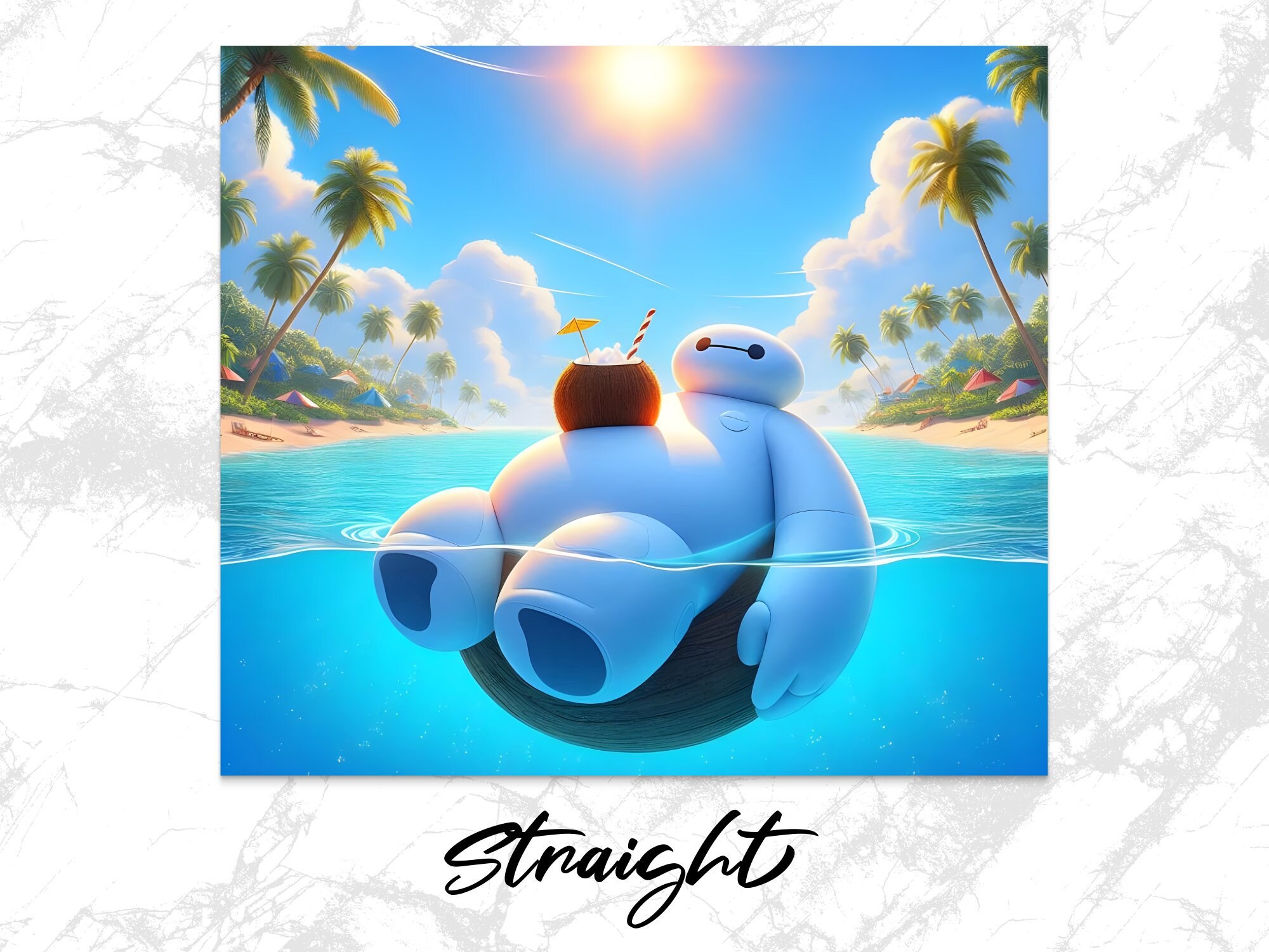 Baymax 20oz Skinny Tumbler Wrap PNG Sublimation Design, Beach Tumbler ...