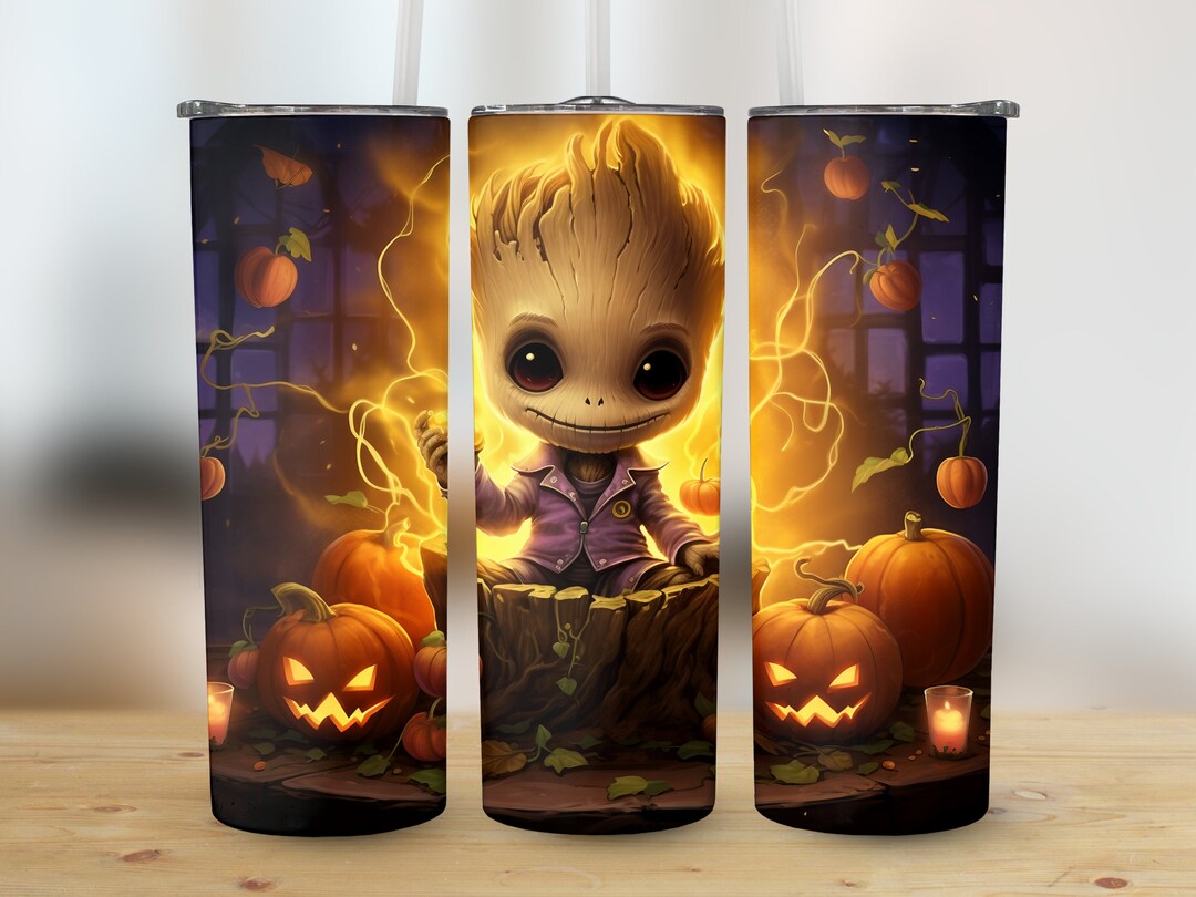Spooky Baby Groot Halloween Tumbler Wrap 20oz Skinny Sublimation Design ...