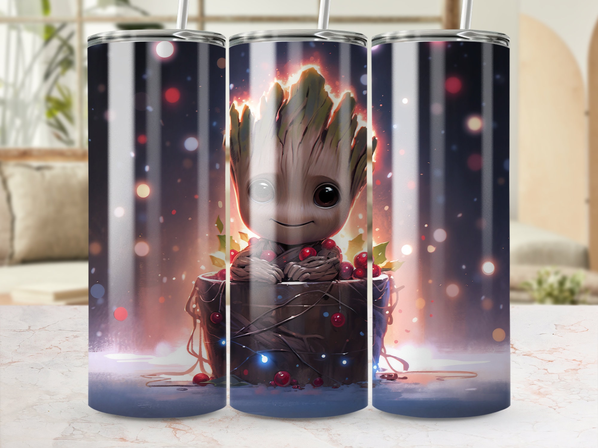 Baby Groot PNG Christmas Tumbler Wrap 20oz Skinny Sublimation Design ...