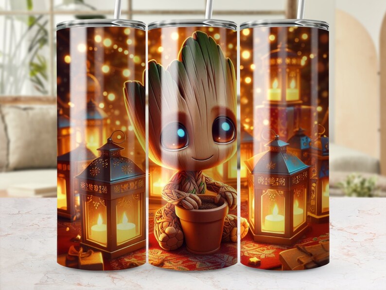 Cute Baby Groot Christmas Tumbler Wrap 20oz Skinny Sublimation Design ...
