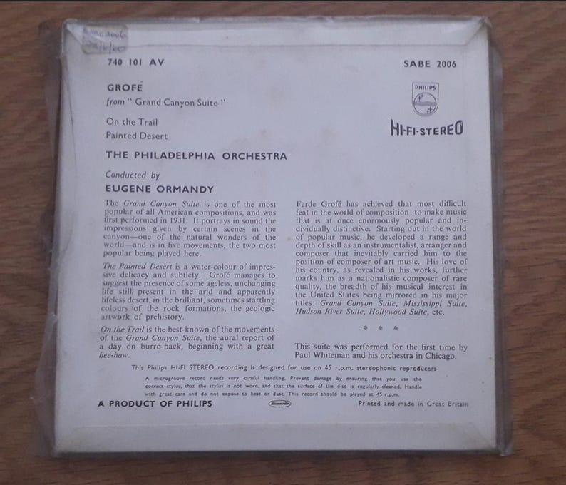 Philips, Classical Favourites, Grofe, Grand Canyon Suite, 740 101 AV, 7 ...