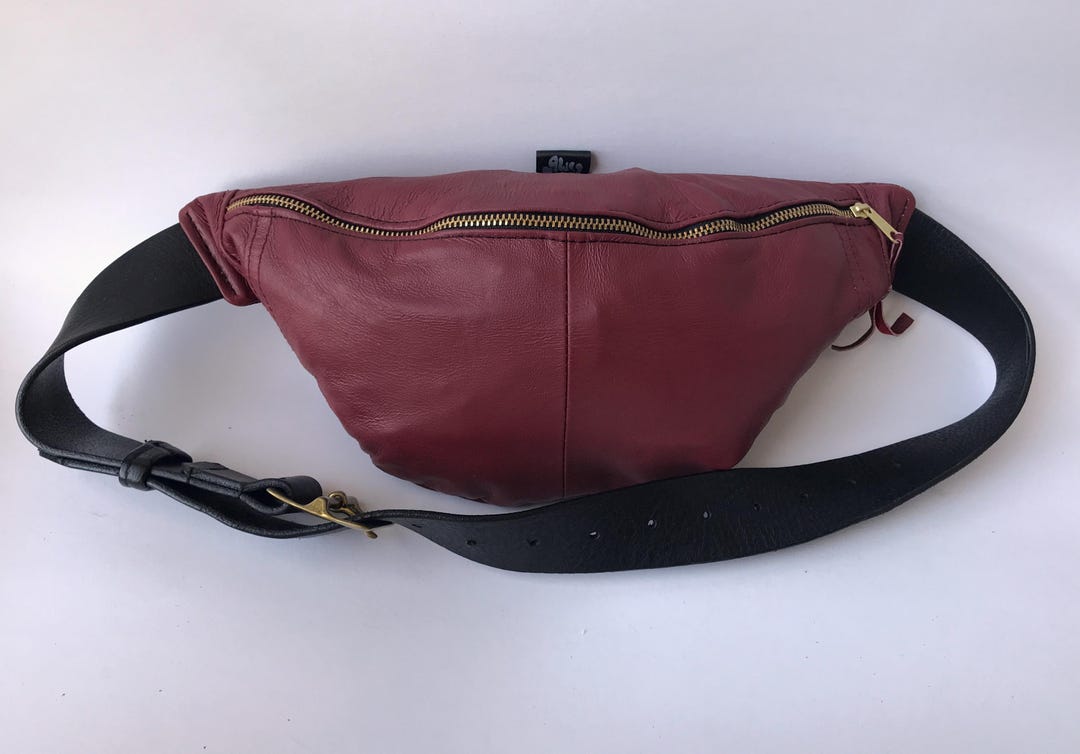 Red Leather Fanny Pack Upcycled Leather Crossbody Bag Upcycled Fanny ...
