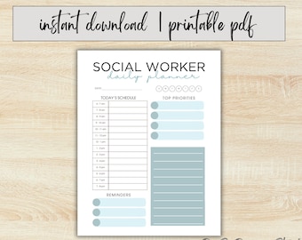 Social Worker Daily Planner Insert, Daily Planner Printable, Pink ...