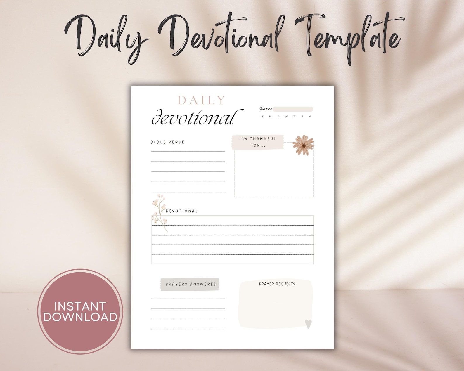 Daily Devotional Digital Template, Devotional Journal, Bible Study ...