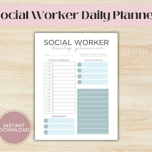 Social Worker Daily Planner Insert, Daily Planner Printable, Blue ...