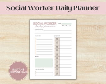 Social Worker Daily Planner Insert, Daily Planner Printable, Blue ...