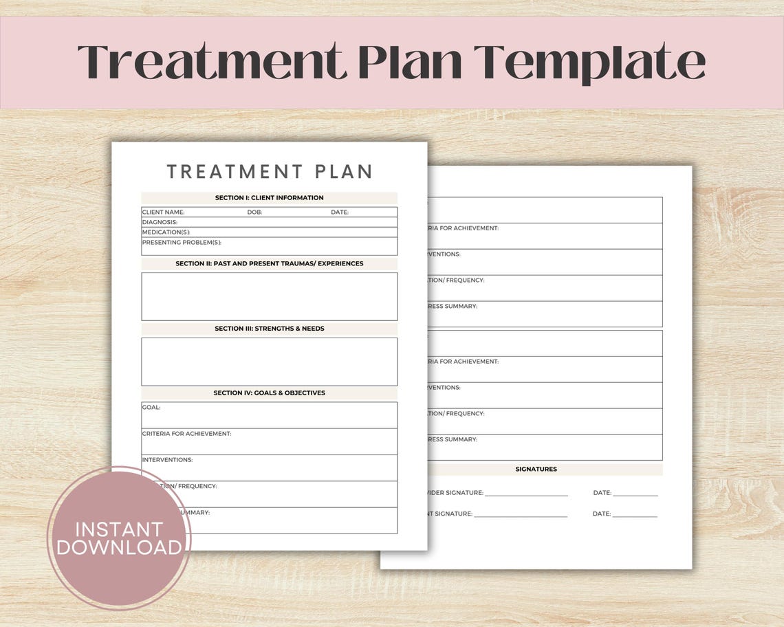 Treatment Plan Template, Mental Health Treatment Plan, Therapy Tools ...