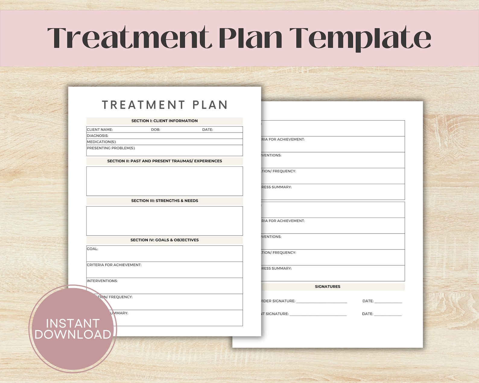 Treatment Plan Template, Mental Health Treatment Plan, Therapy Tools ...