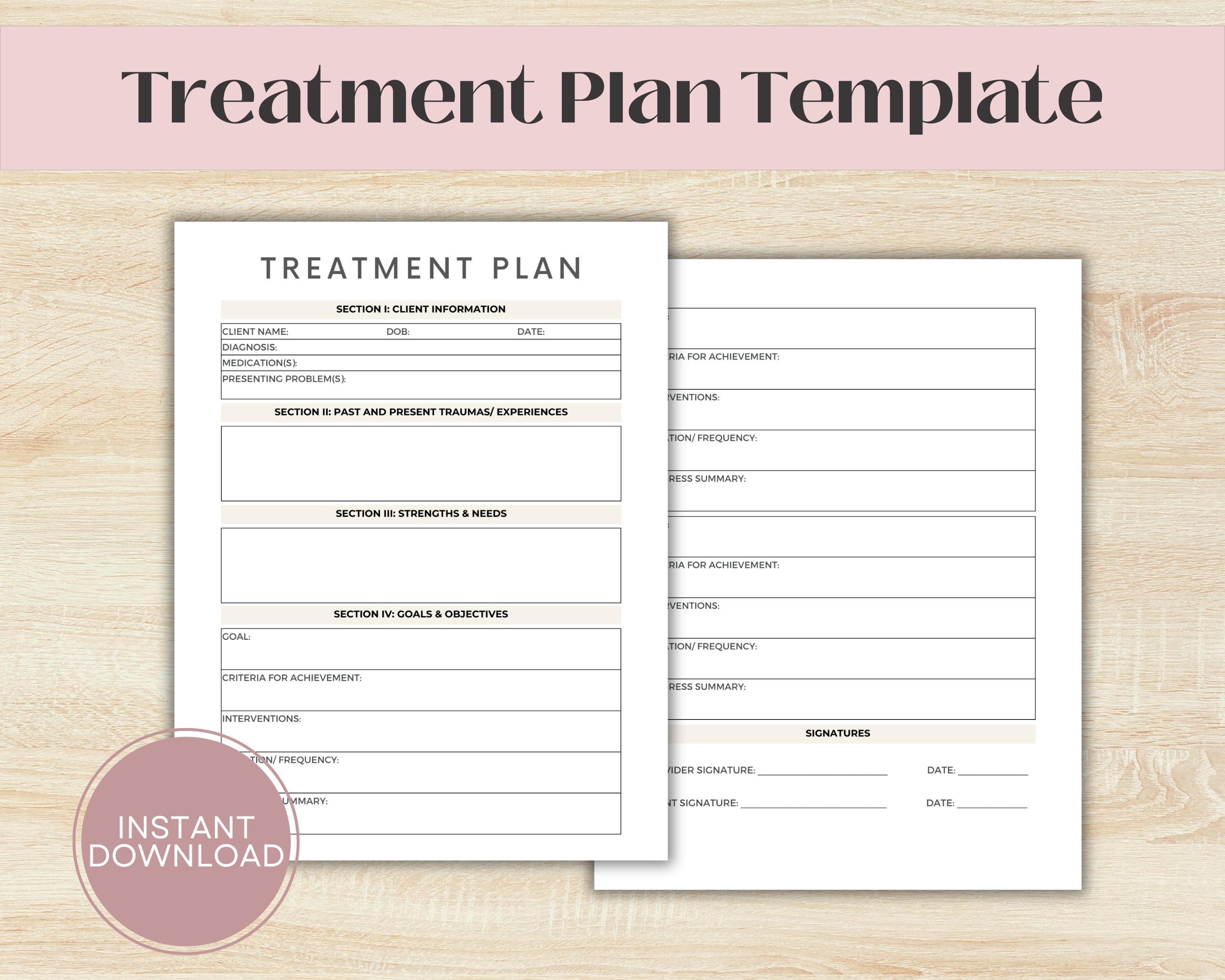 Treatment Plan Template, Mental Health Treatment Plan, Therapy Tools ...