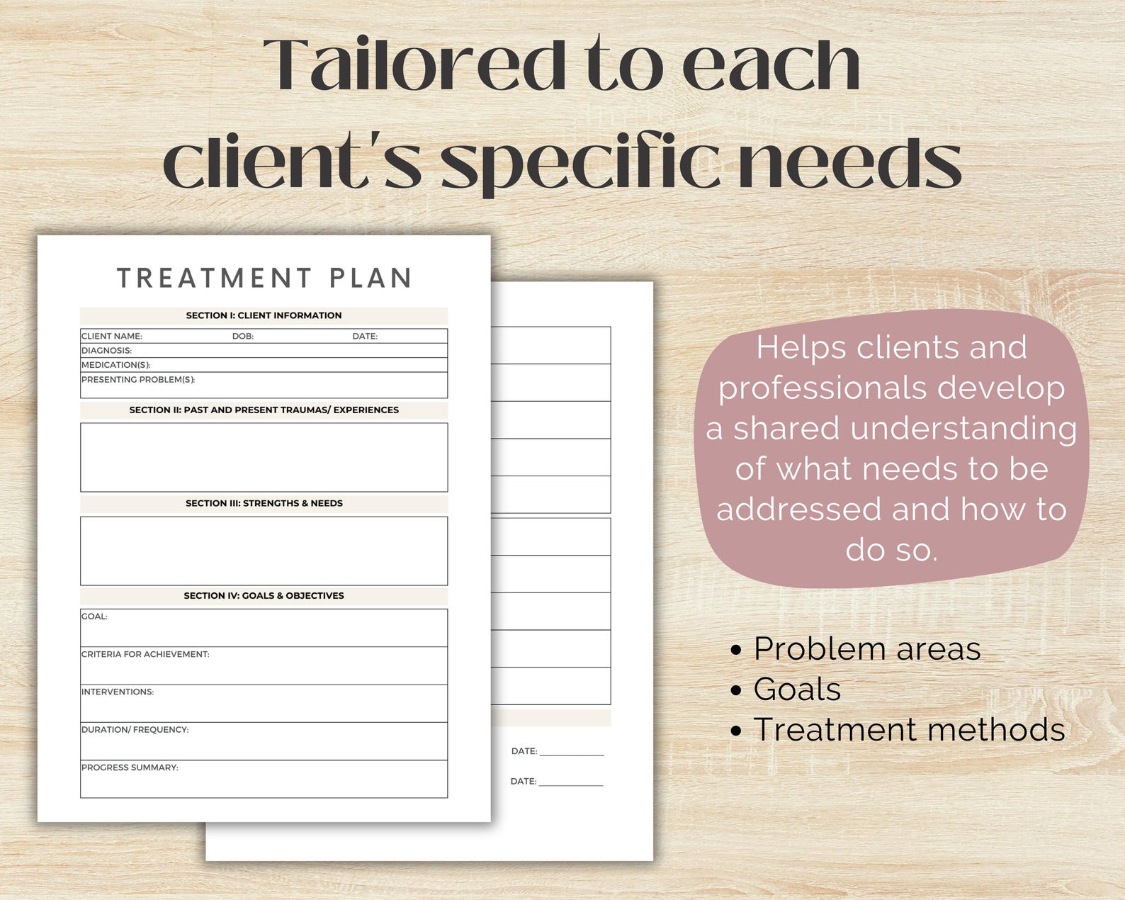 Treatment Plan Template, Mental Health Treatment Plan, Therapy Tools ...