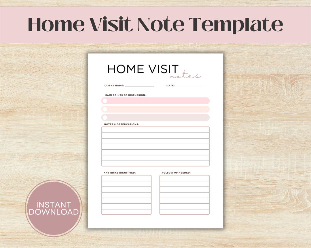 Home Visit Note Template, Social Worker Note, Case Management Note ...