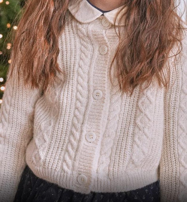 Girls' Cable Knit Button Cardigan • Chunky Winter Sweater - Etsy
