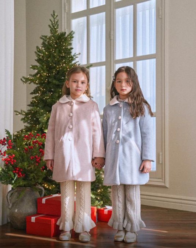 Girls' Wool Blend Holiday Coat • Elegant Warm Winter Outerwear - Etsy