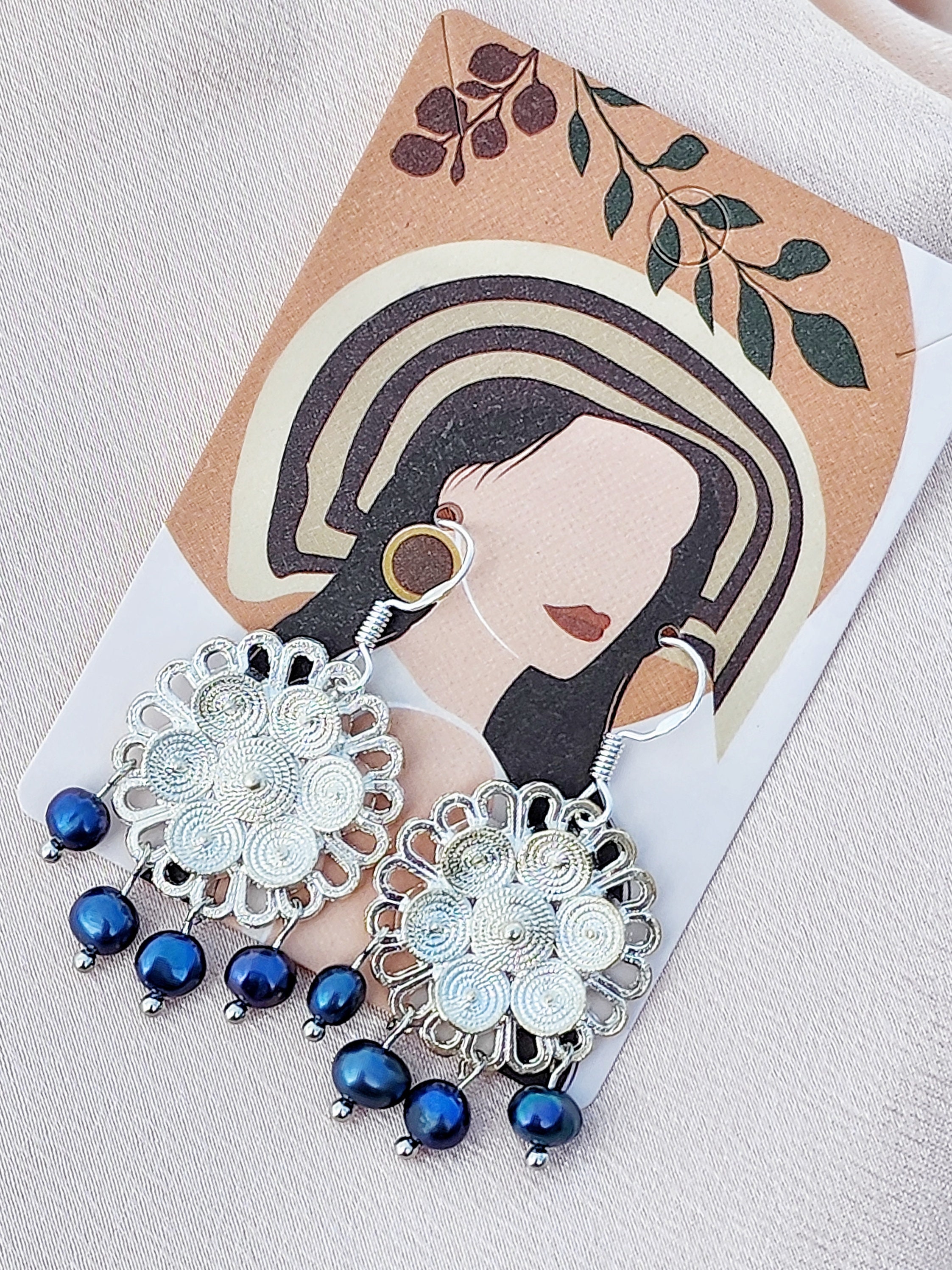 Hmong Heritage-pendant | Pearl | Gemstone | Hook 925 | Dangle Earrings ...